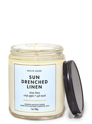 Sun-Drenched Linen Mason Single Wick Candle | Bath & Body Works