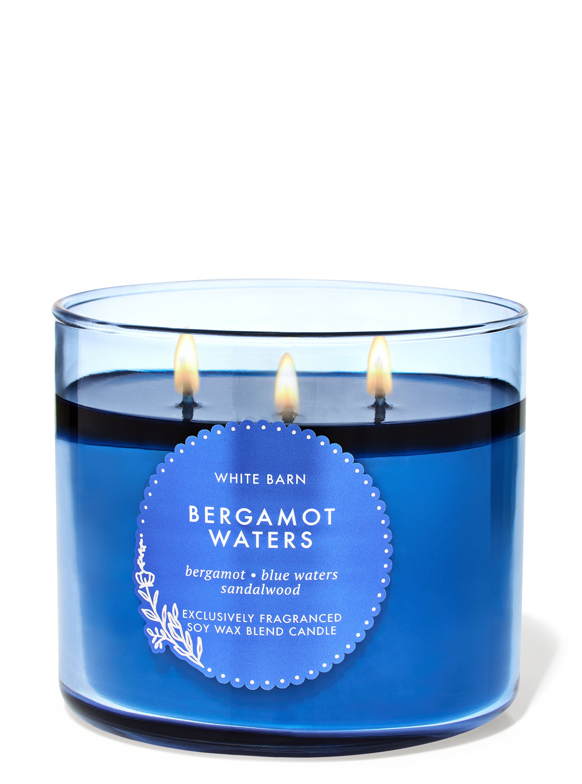 Bergamot Waters 3 Wick Candle White Barn Bath Body Works