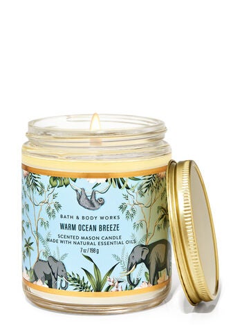 Warm Ocean Breeze Mason Single Wick Candle | Bath & Body Works